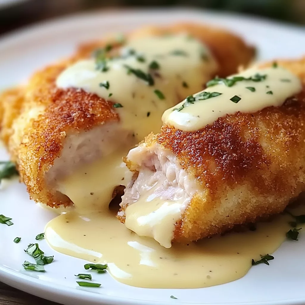 Amazing Chicken Cordon Bleu with Swiss Cheese Sauce Delight